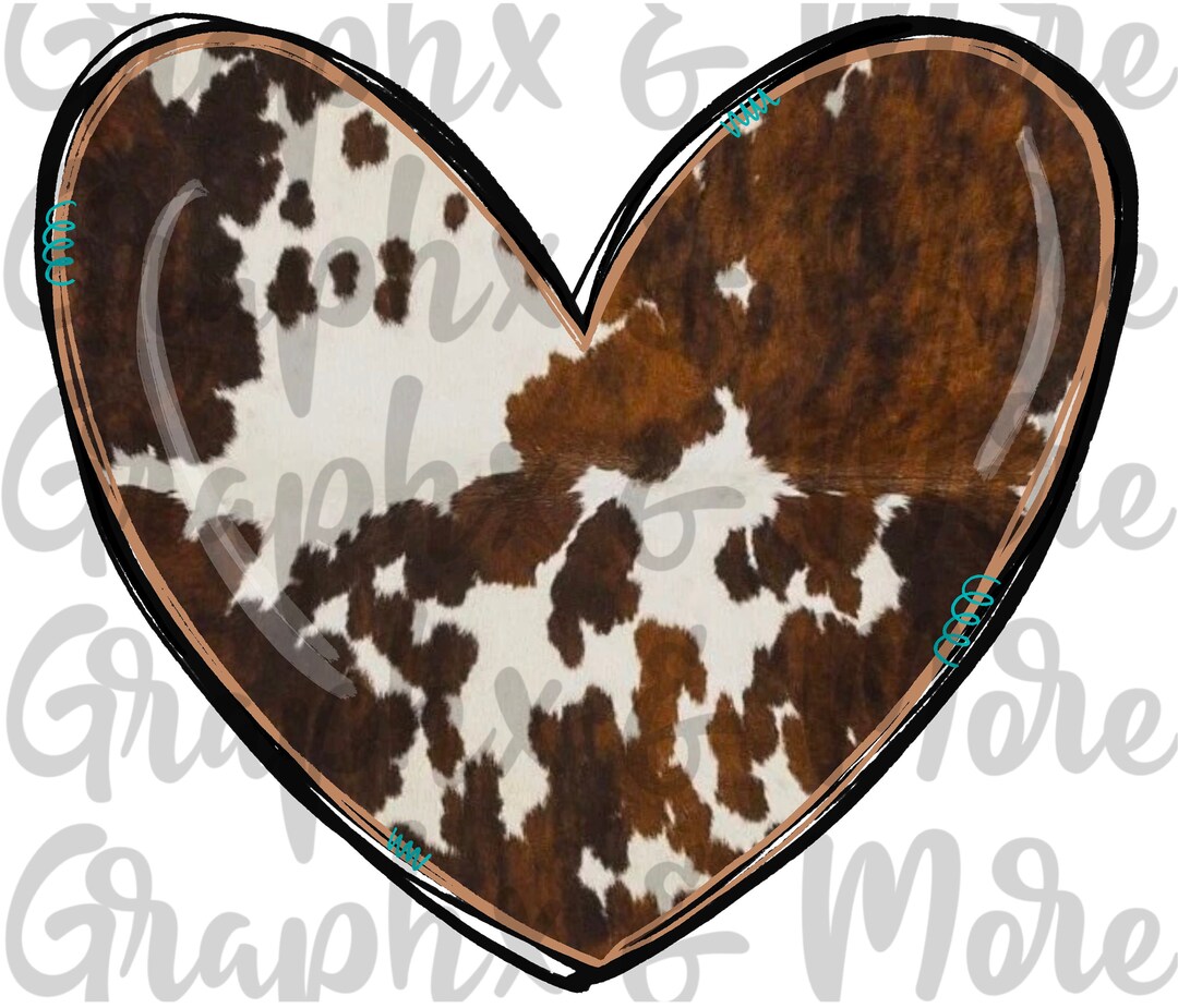 Cowhide Heart PNG | Sublimation Design | Hand Drawn - Etsy