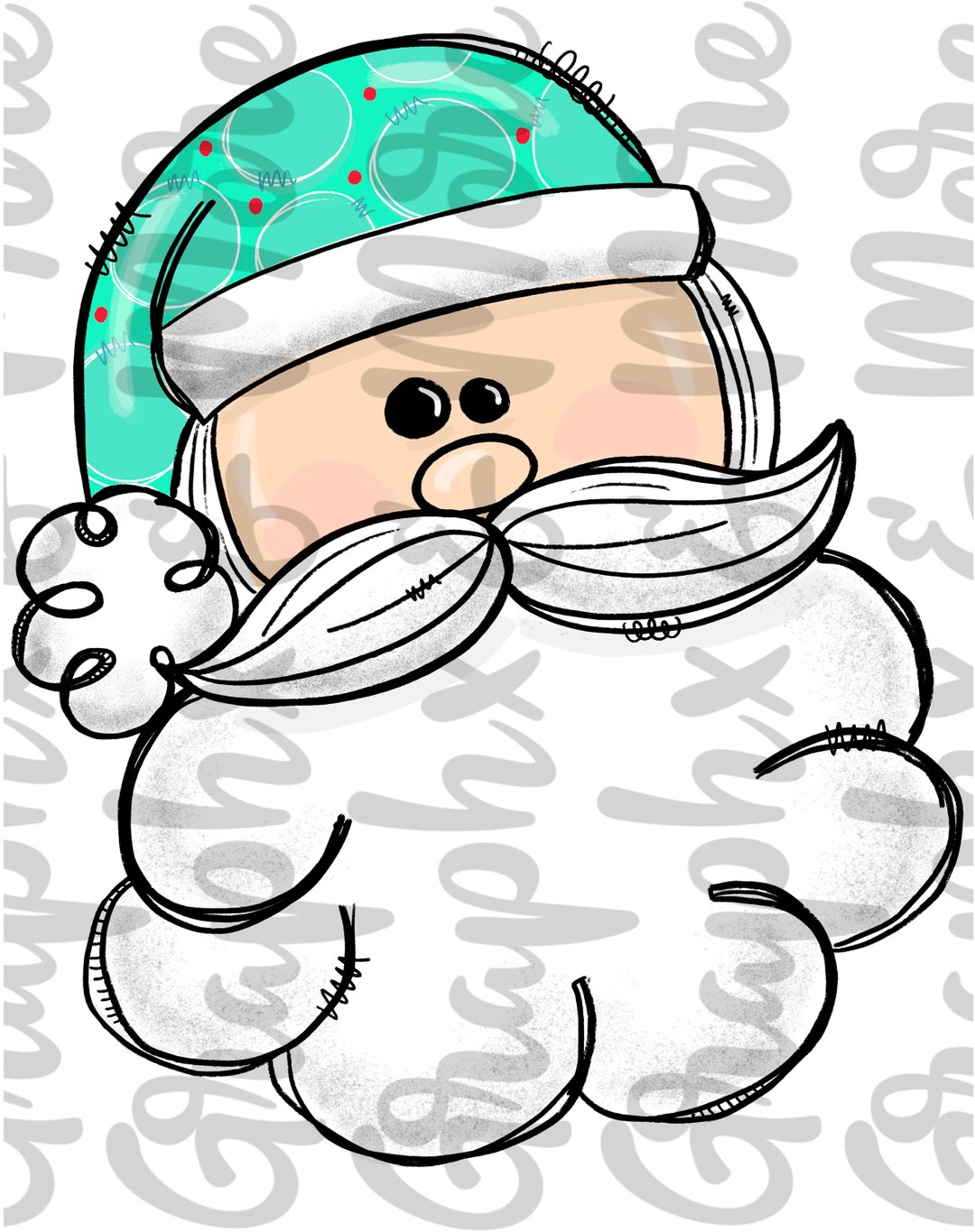 Santa PNG | Sublimation Design | Hand Drawn - Etsy