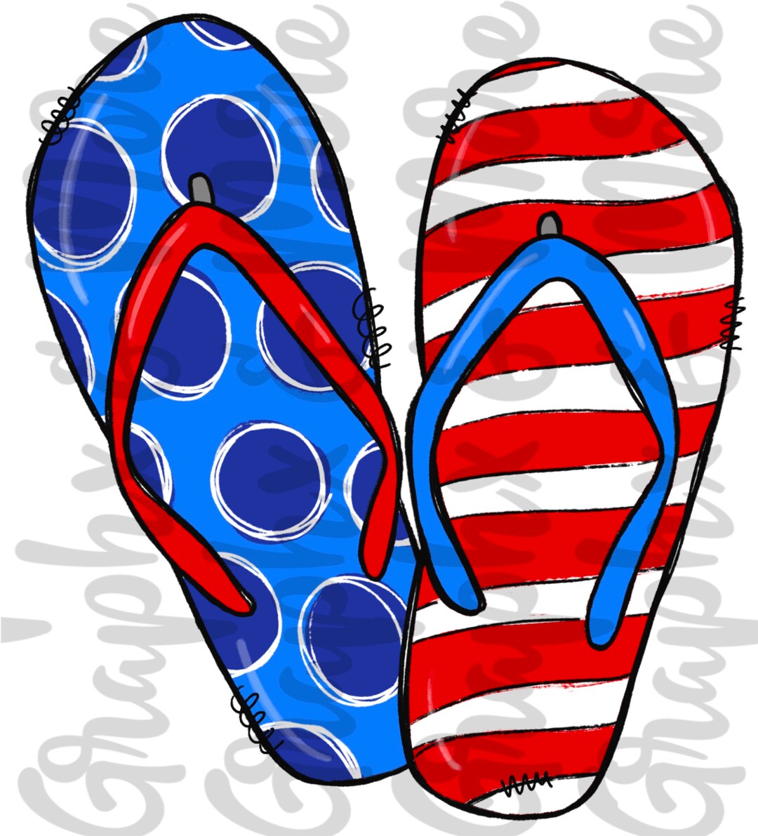 Patriotic Flip Flops PNG | Hand Drawn | Sublimation Design - Etsy