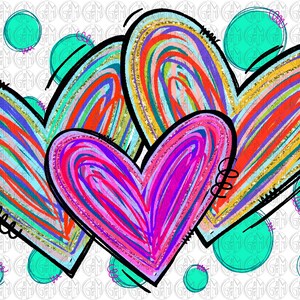 Heart Trio With Background PNG Sublimation Design Hand - Etsy