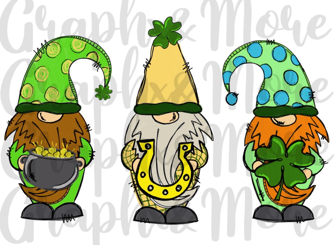 St. Patty’s Day Gnomes PNG | Sublimation Design | Hand Drawn | Clip Art ...