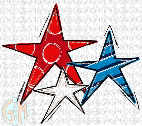 Stars PNG Hand Drawn Sublimation Design - Etsy