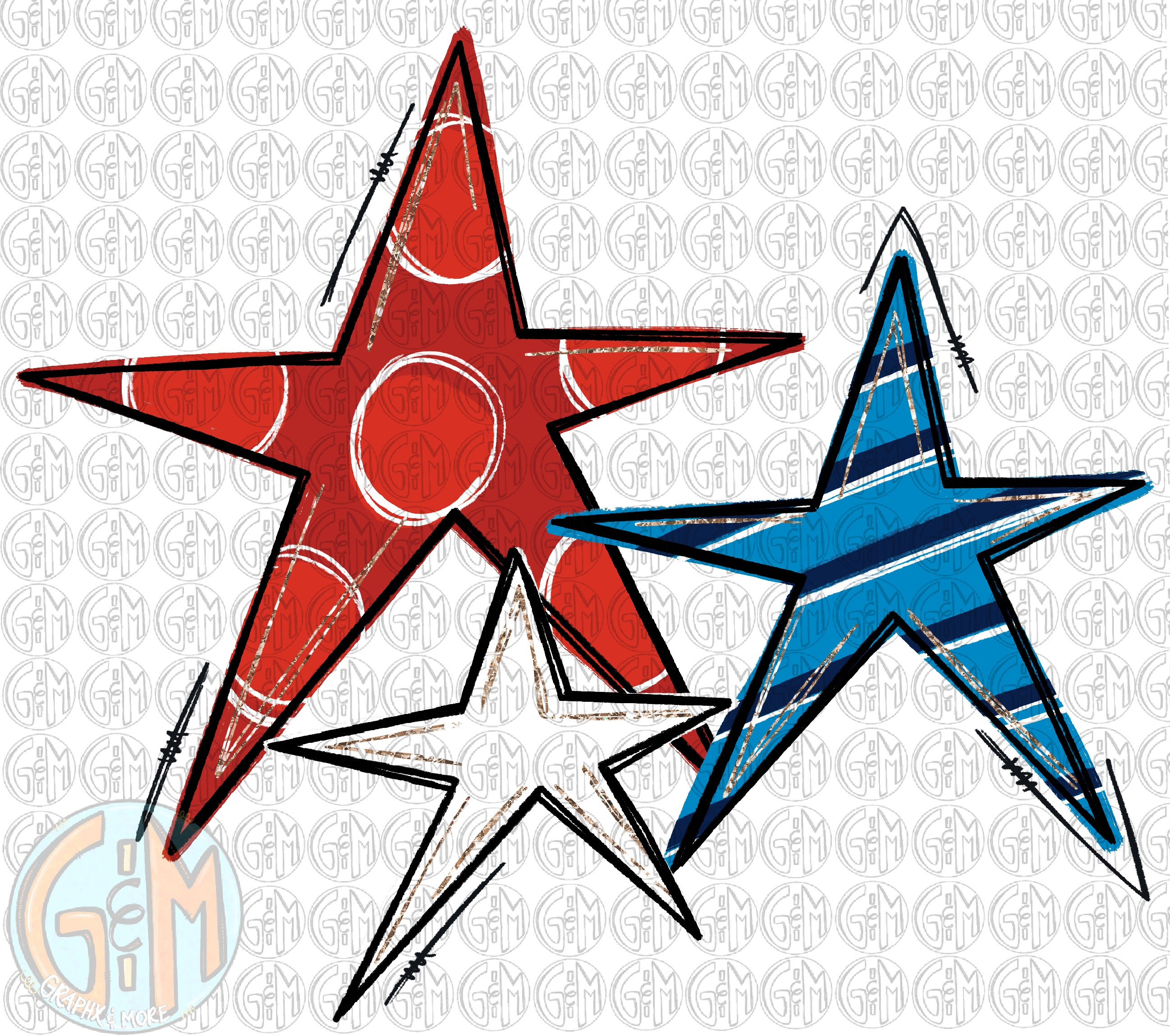 Stars PNG | Hand Drawn | Sublimation Design - Etsy