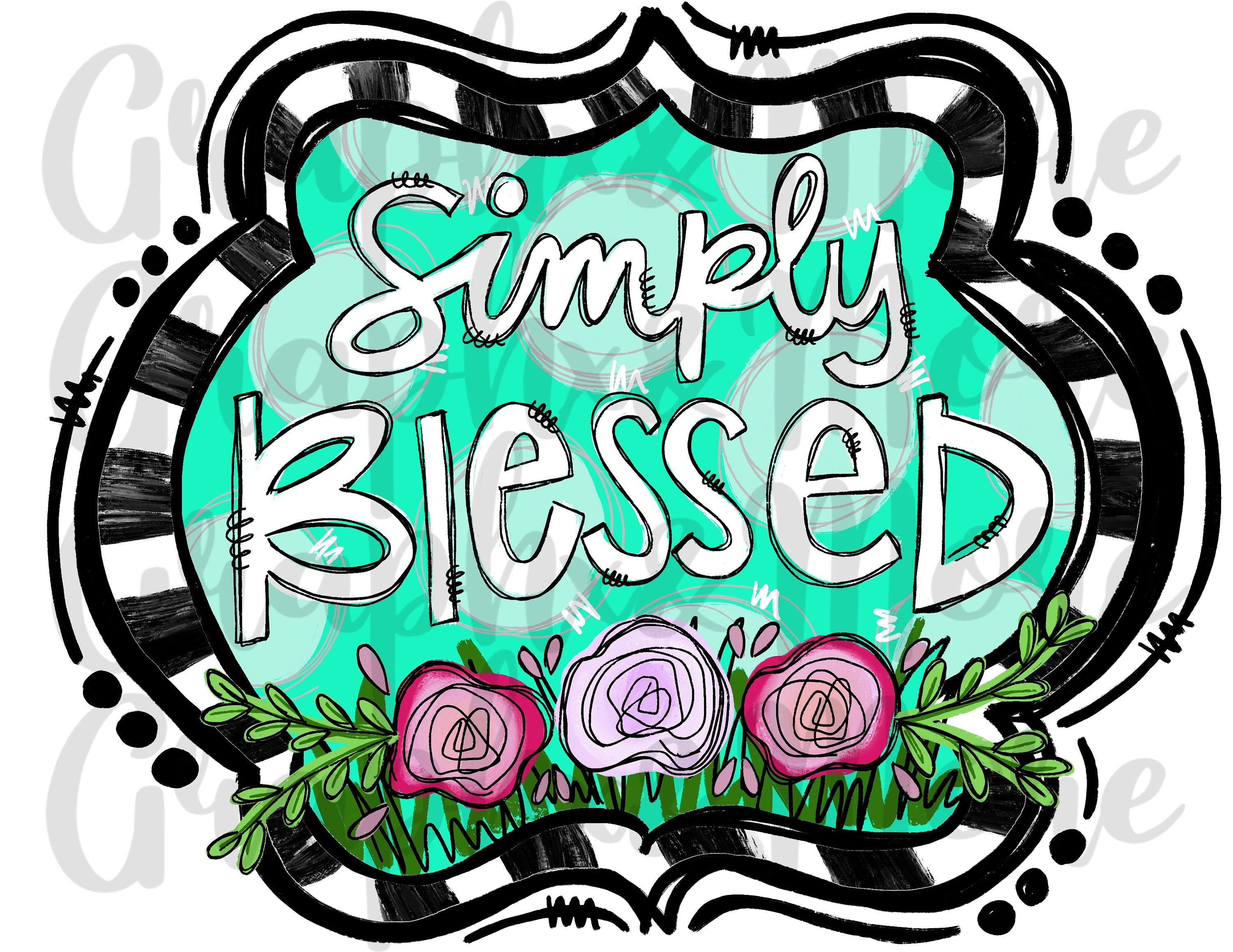 Simply Blessed PNG Hand Drawn Sublimation Design - Etsy