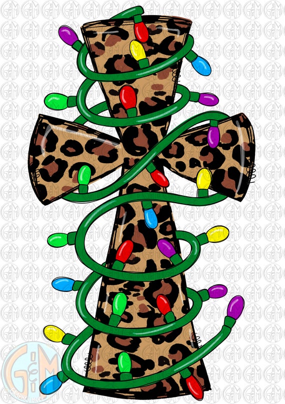 Leopard Cross With Lights PNG Hand Drawn Sublimation - Etsy