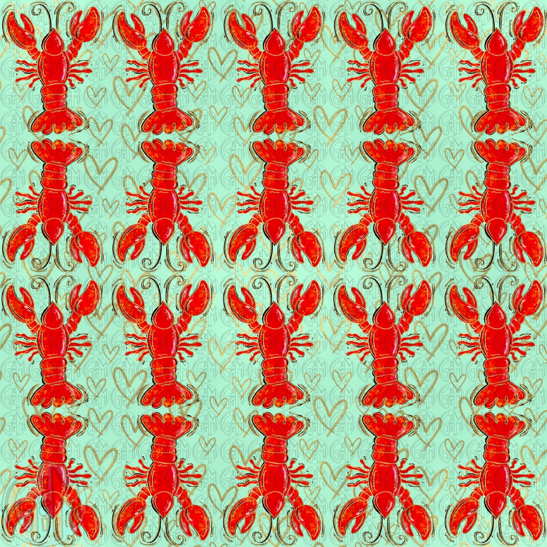 Crawfish Digital Paper PNG Sublimation Design Hand Drawn - Etsy