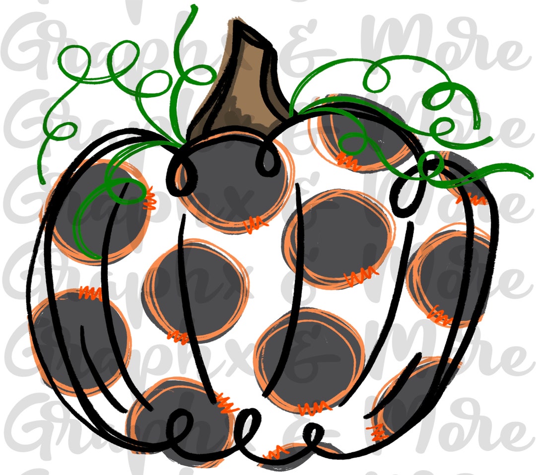 Polka Dot Pumpkin PNG | Hand Drawn | Sublimation Design - Etsy