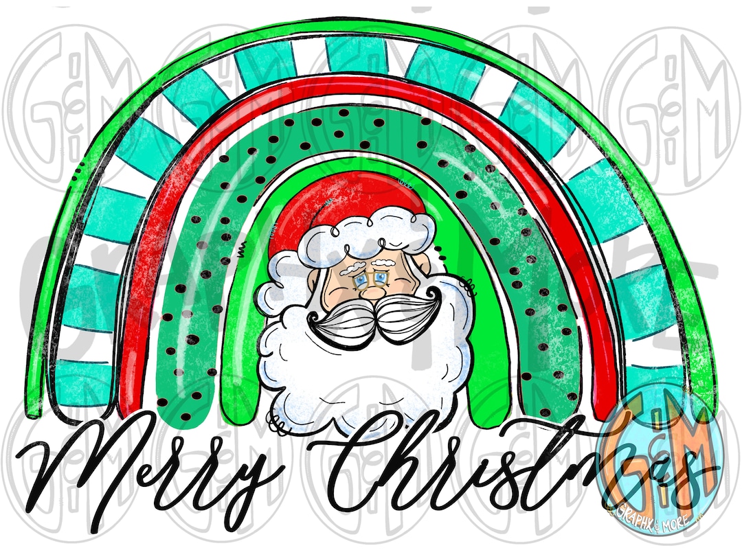 Santa Rainbow PNG | Hand Drawn | Sublimation Design - Etsy