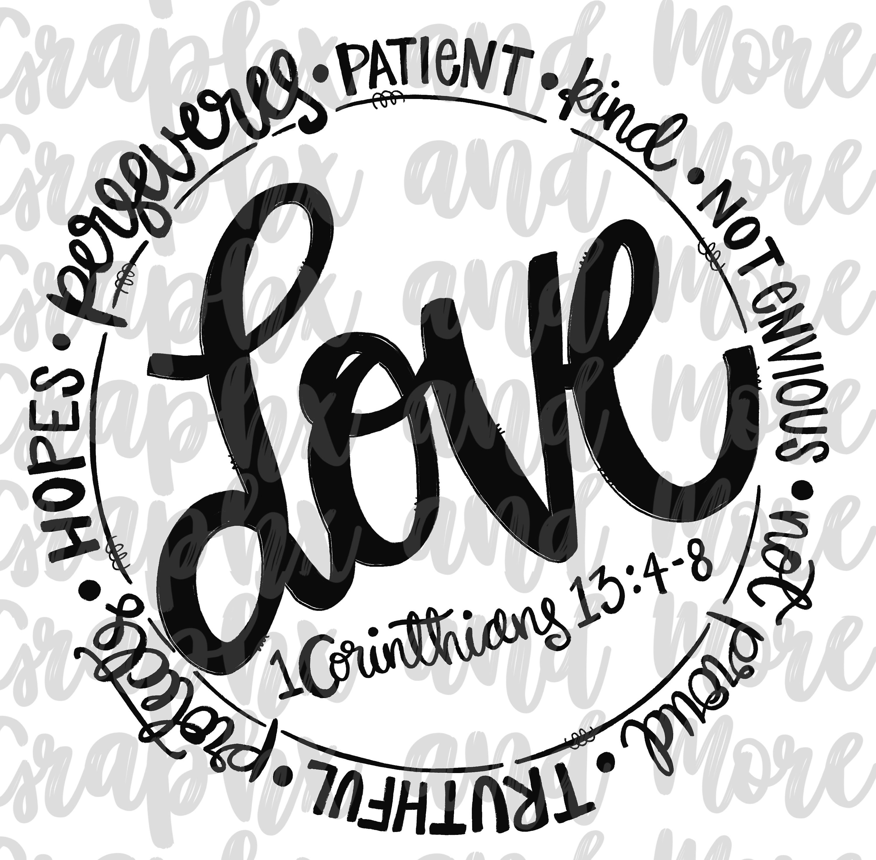 Single Color Love PNG 1 Corinthians 13:4-8 Hand Drawn - Etsy