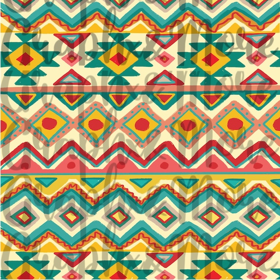 Aztec Digital Paper PNG 12x12 Hand Drawn | Etsy