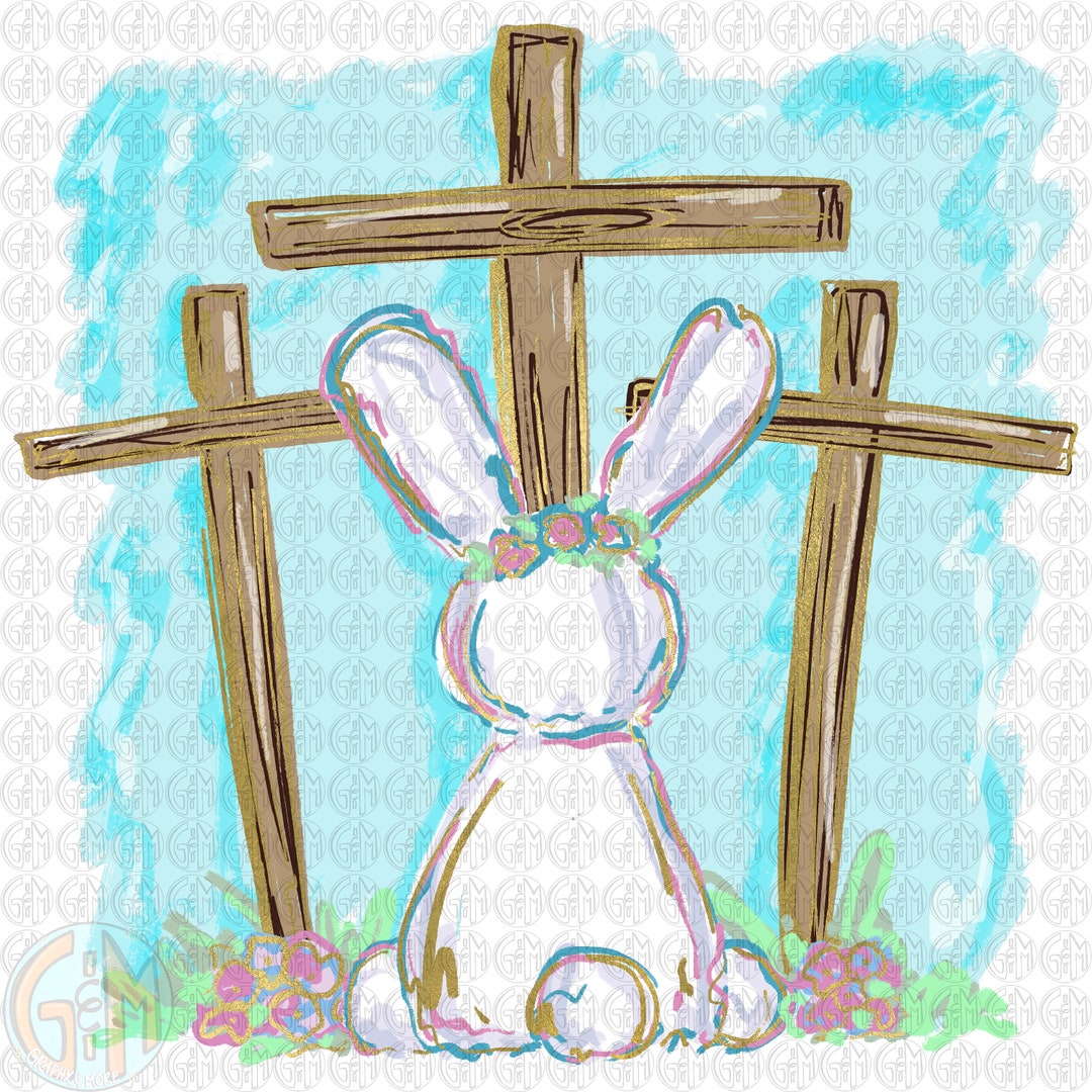 Foil Bunny With Crosses PNG | Hand Drawn | Sublimation Design - Etsy
