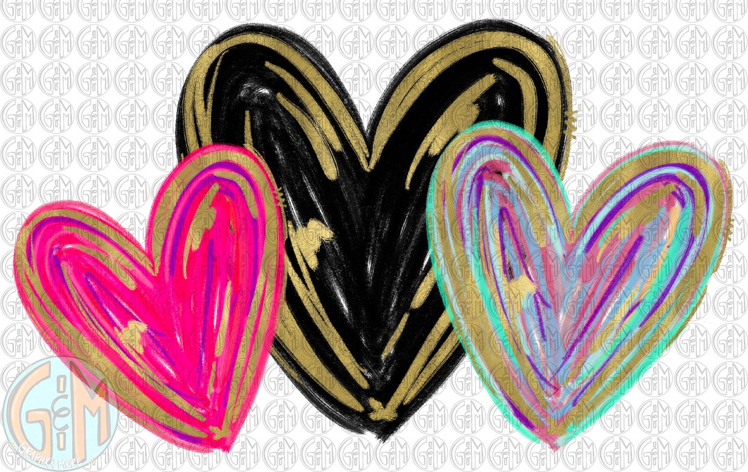 Foil Heart Trio PNG | Hand Drawn | Sublimation Design - Etsy