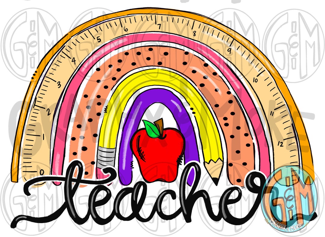 Teacher Rainbow PNG | Hand Drawn | Sublimation Design - Etsy