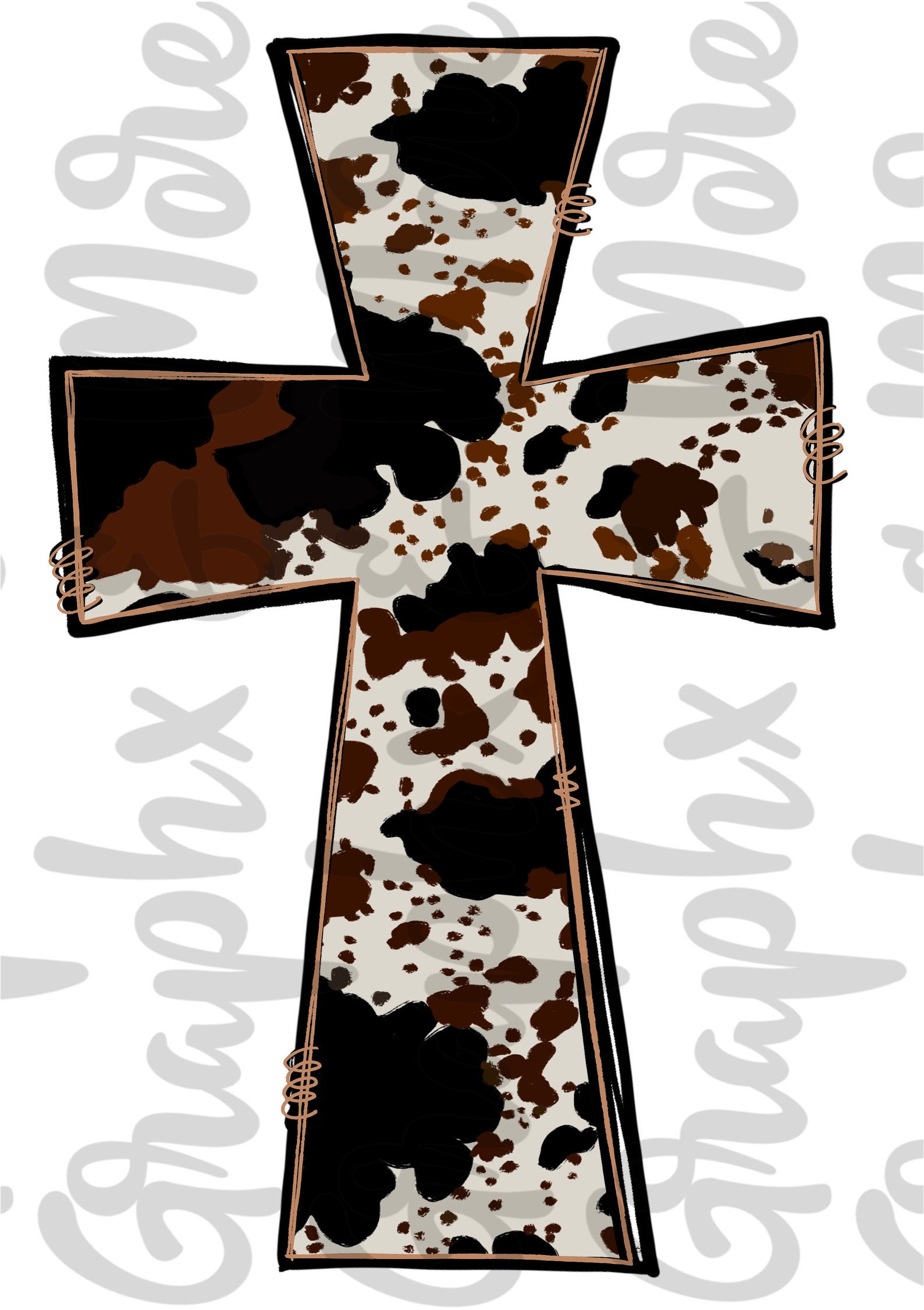 Cow Print Cross PNG | Hand Drawn | Sublimation Design - Etsy