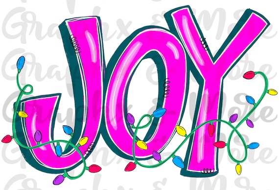Bright Pink JOY PNG Hand Drawn Sublimation Design | Etsy