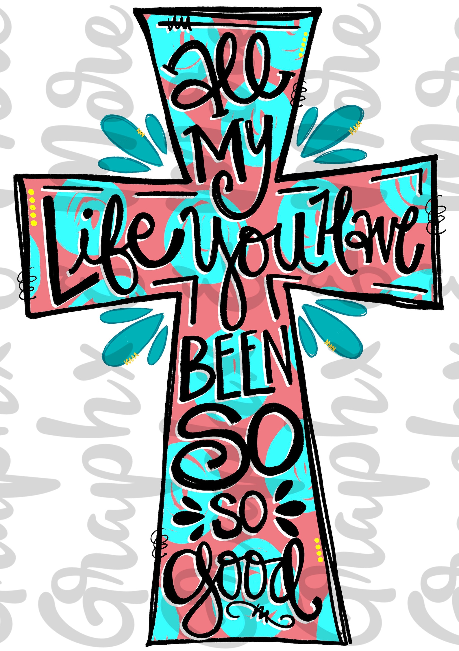 So so Good Cross PNG Sublimation Design Hand Drawn - Etsy