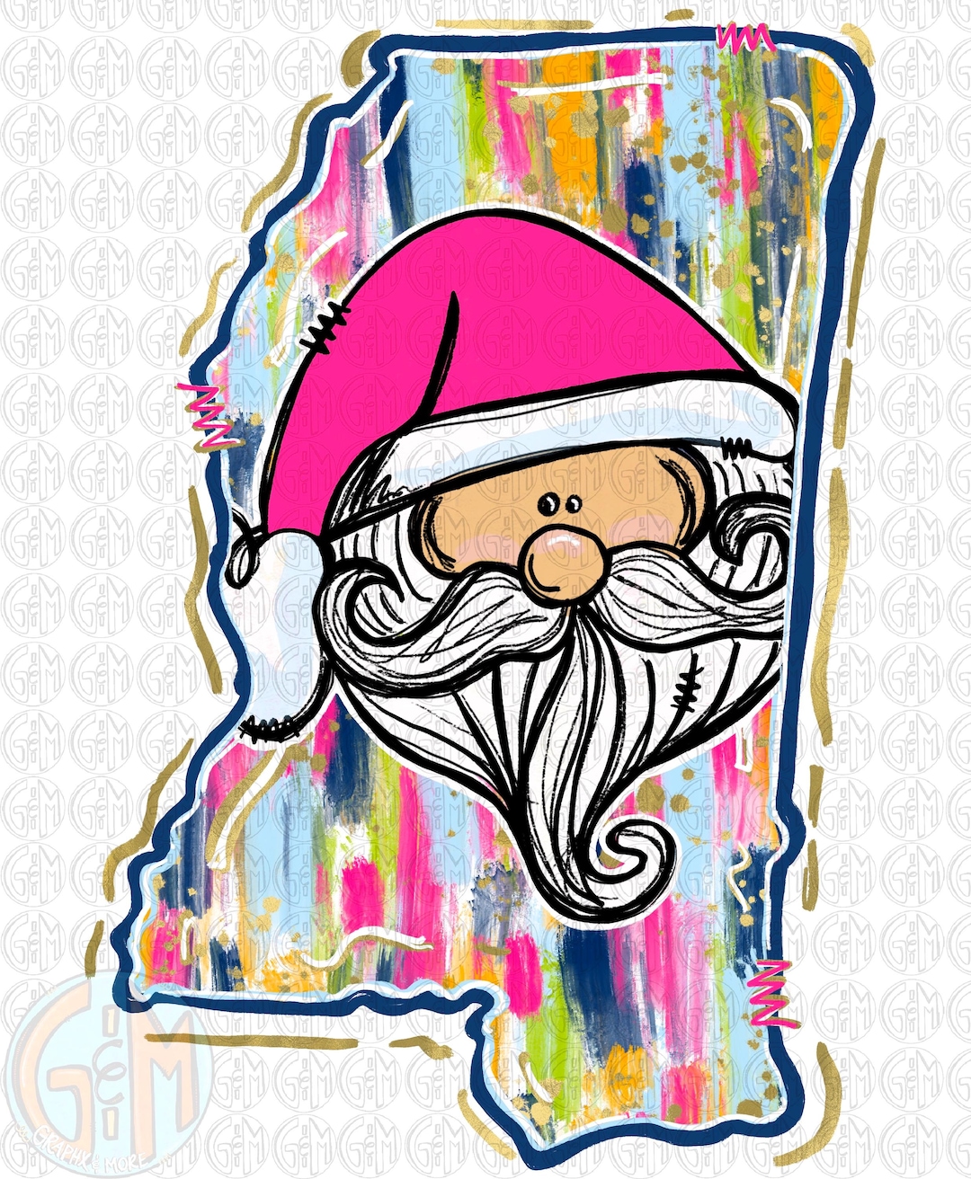 Brushed MS Santa PNG | Sublimation Design | Hand Drawn - Etsy
