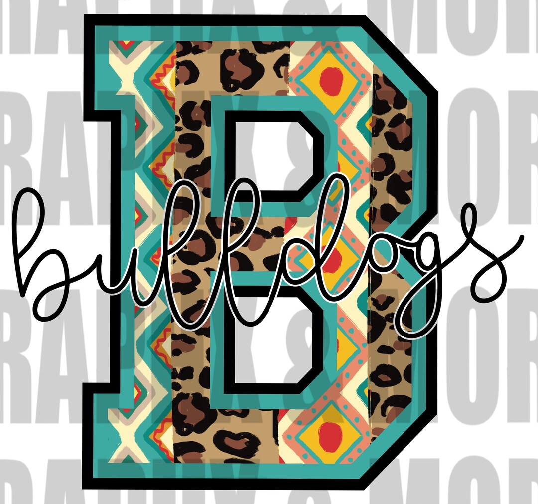 Aztec and Leopard Bulldogs PNG | Sublimation Design | Hand Drawn - Etsy