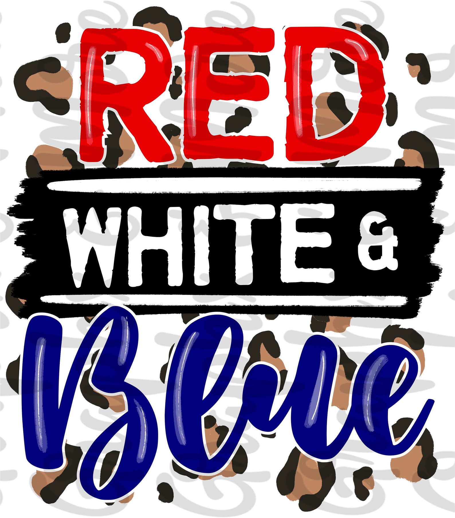 Red White & Blue PNG Sublimation Design Hand Drawn - Etsy