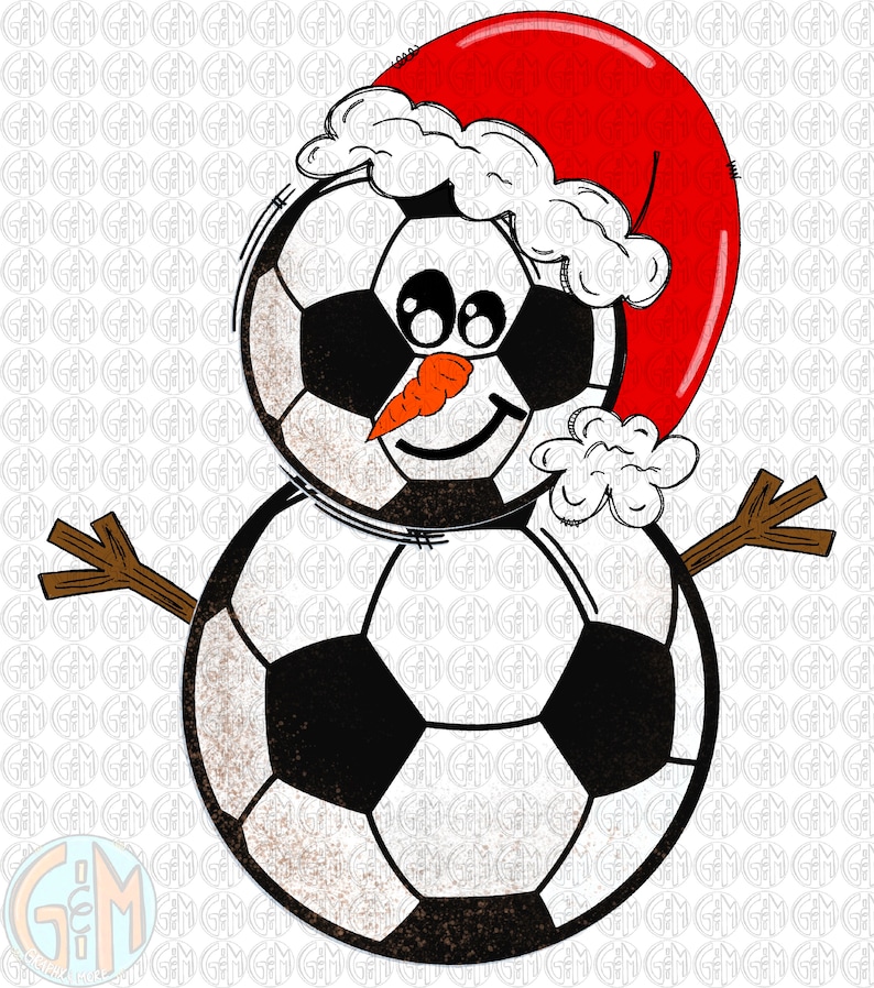 Soccer Snowman PNG Sublimation Design Hand Drawn - Etsy