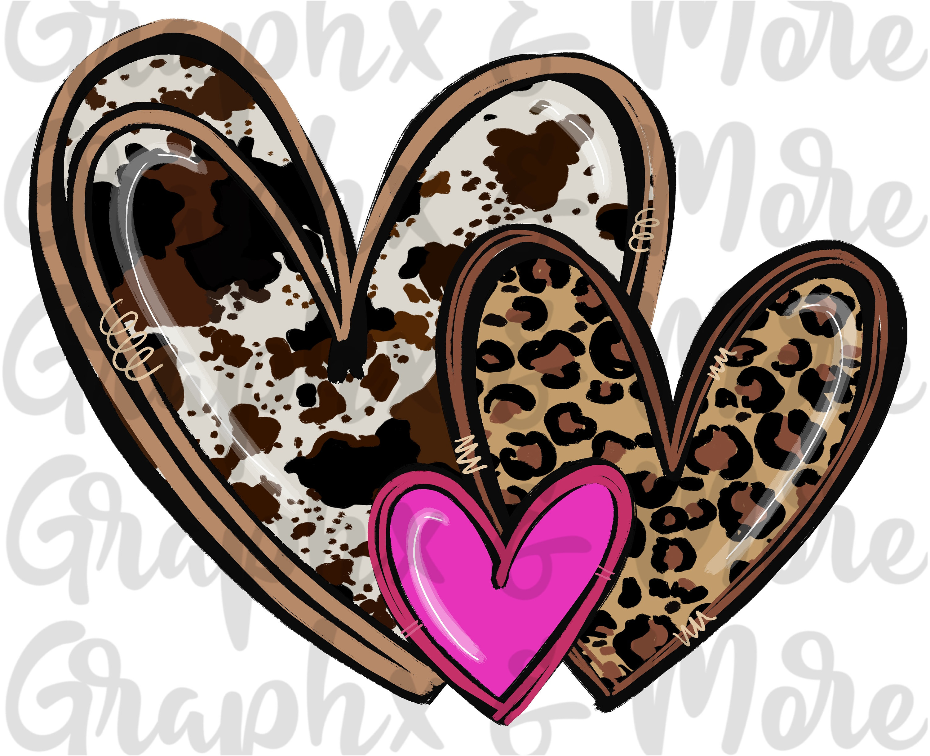 Animal Print Hearts PNG Hand Drawn Sublimation Design - Etsy