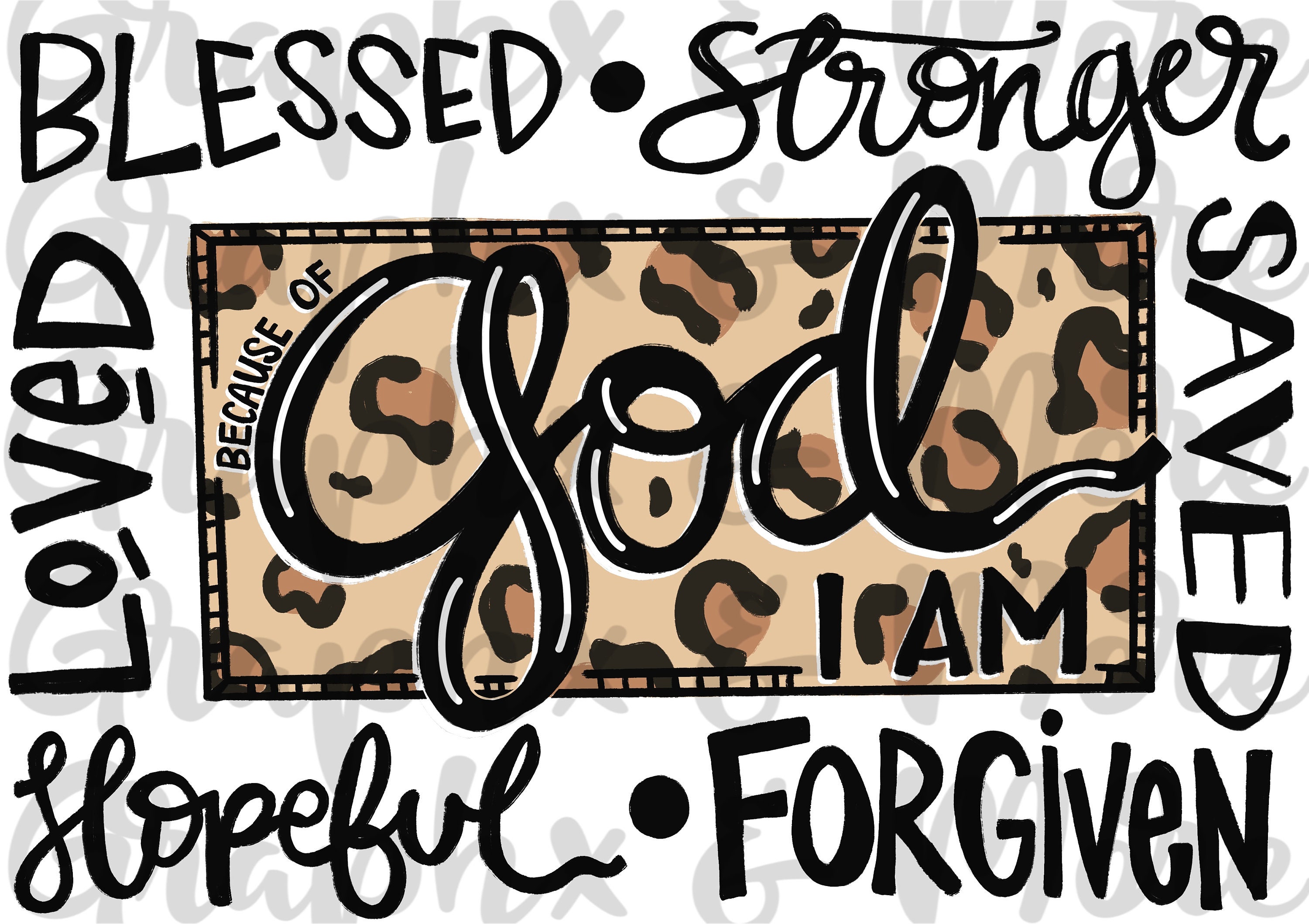 Because of God PNG | Sublimation Design | Hand Drawn - Etsy