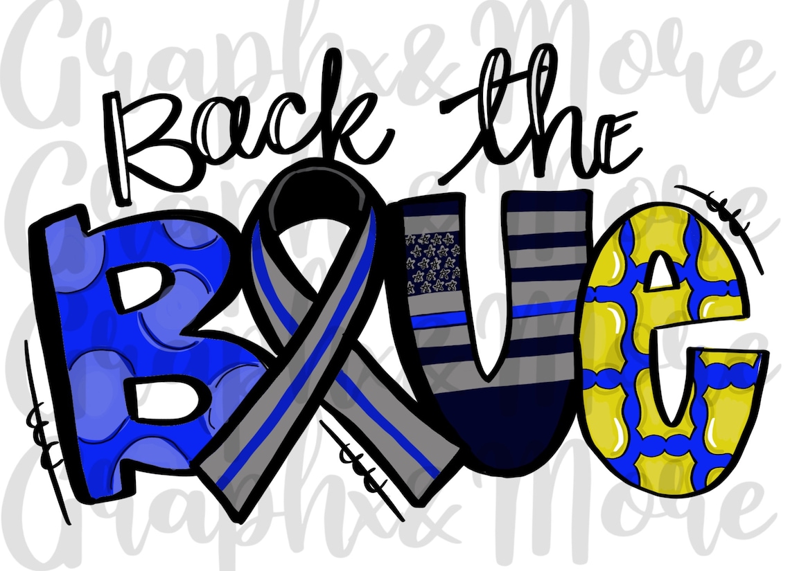 Back the Blue PNG Sublimation Design Hand Drawn Clip Art - Etsy