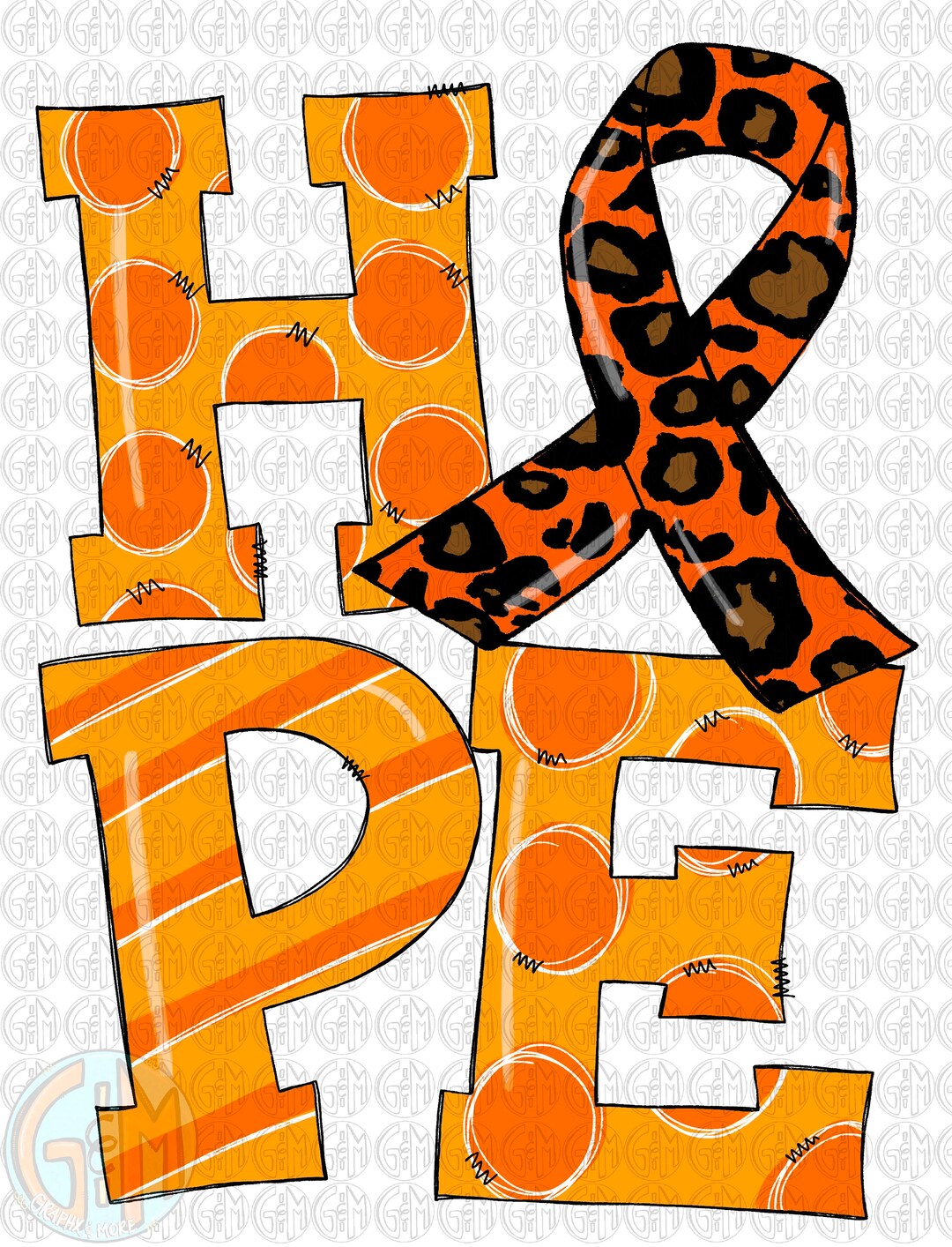 HOPE Awareness Ribbon PNG | Orange | Sublimation Design | Hand Drawn - Etsy