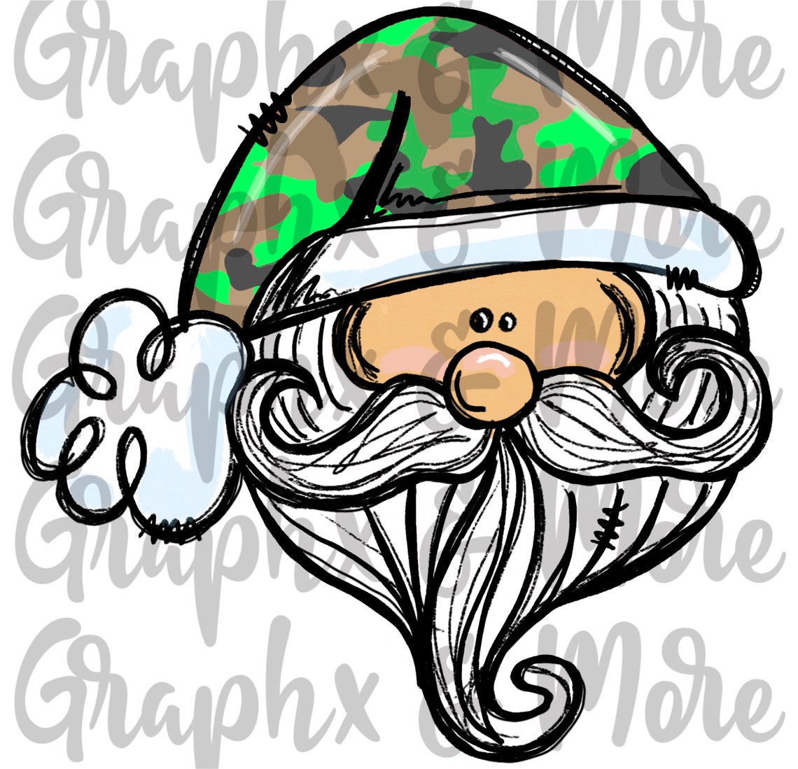 Camo Santa PNG | Hand Drawn | Sublimation Design - Etsy