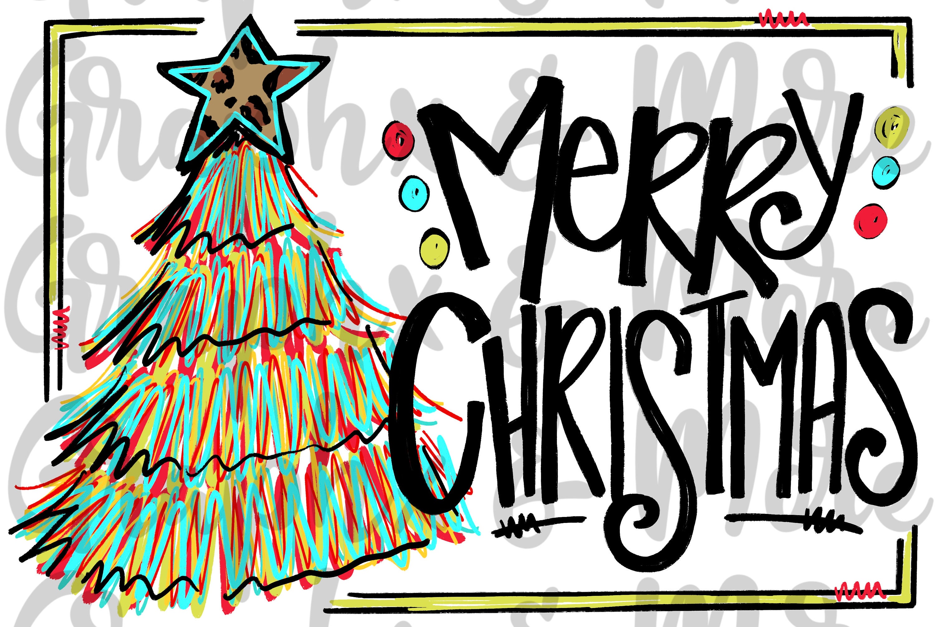 Merry Christmas Messy Tree PNG | Hand Drawn | Sublimation Design - Etsy