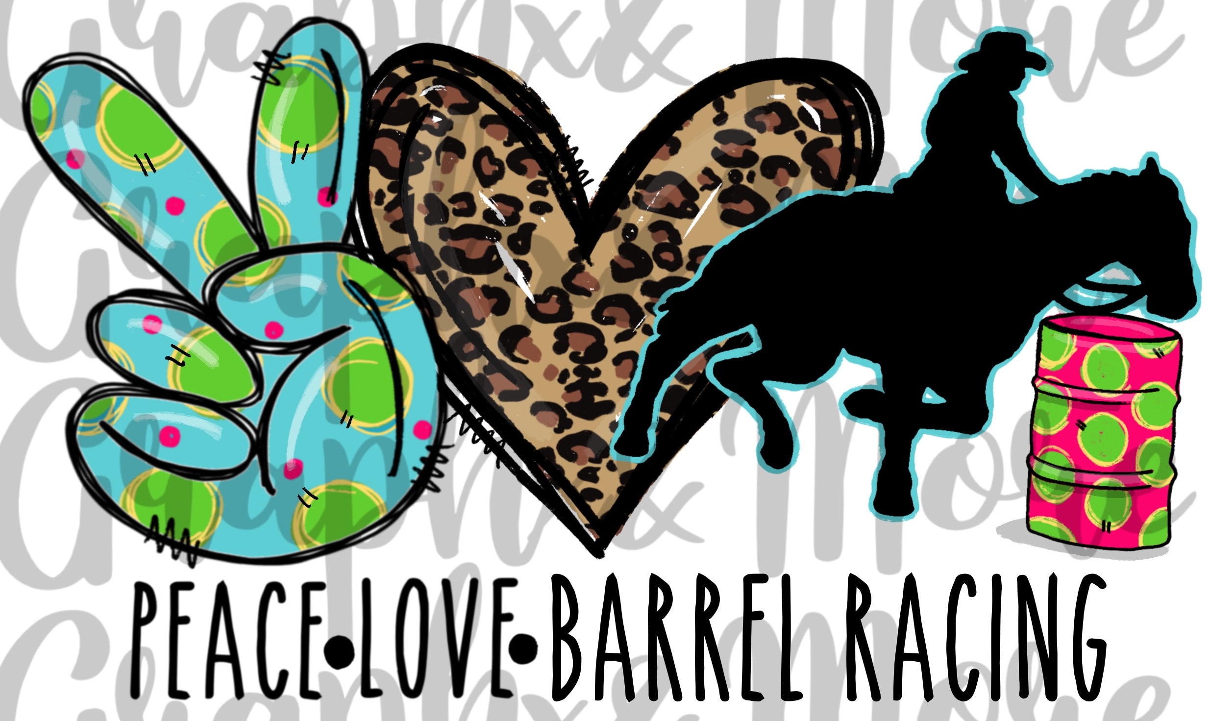 Peace. Love. Barrel Racing PNG Hand Drawn Sublimation - Etsy