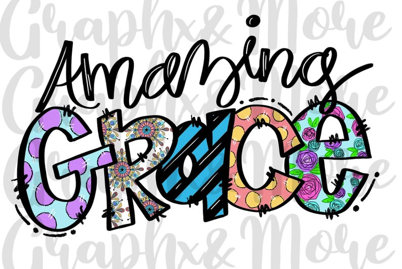 Amazing GRACE PNG and JPEG Sublimation Design Hand Drawn - Etsy