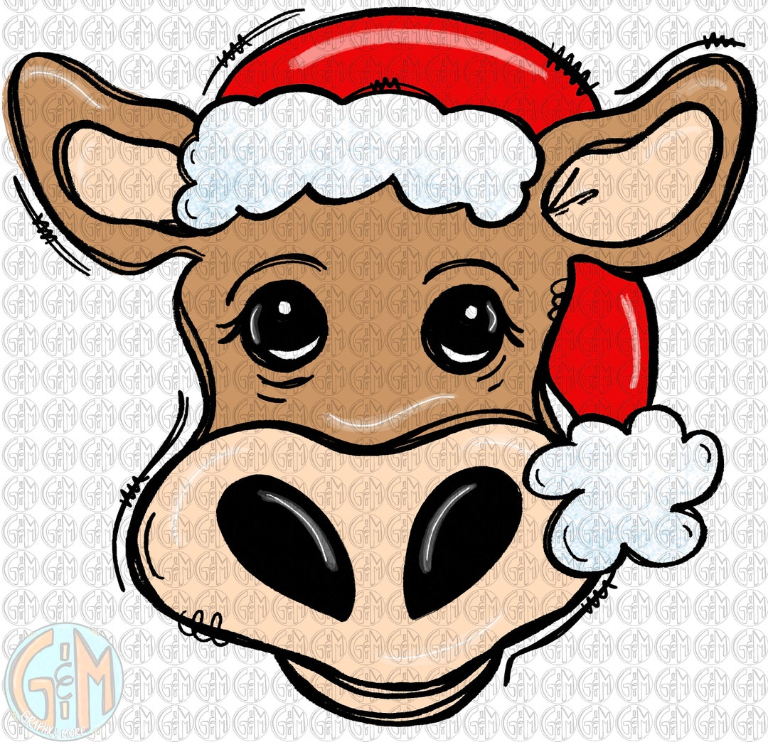 Santa Cow PNG | Hand Drawn | Sublimation Design - Etsy