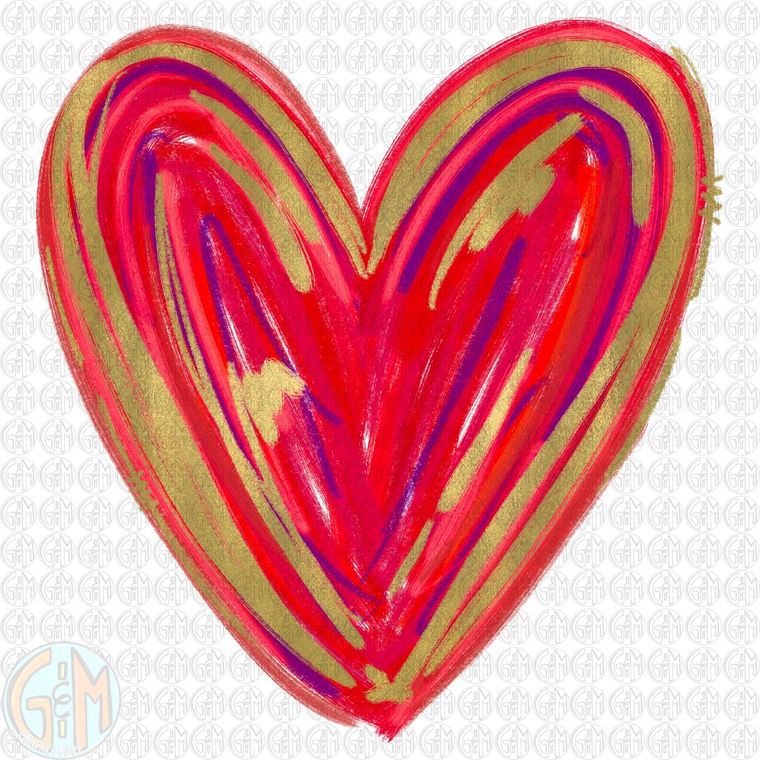 Red Foil Heart PNG | Hand Drawn | Sublimation Design - Etsy