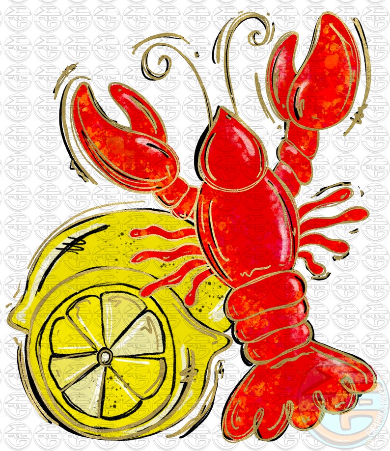 Foil Crawfish With Corn PNG Sublimation Design Hand Drawn - Etsy