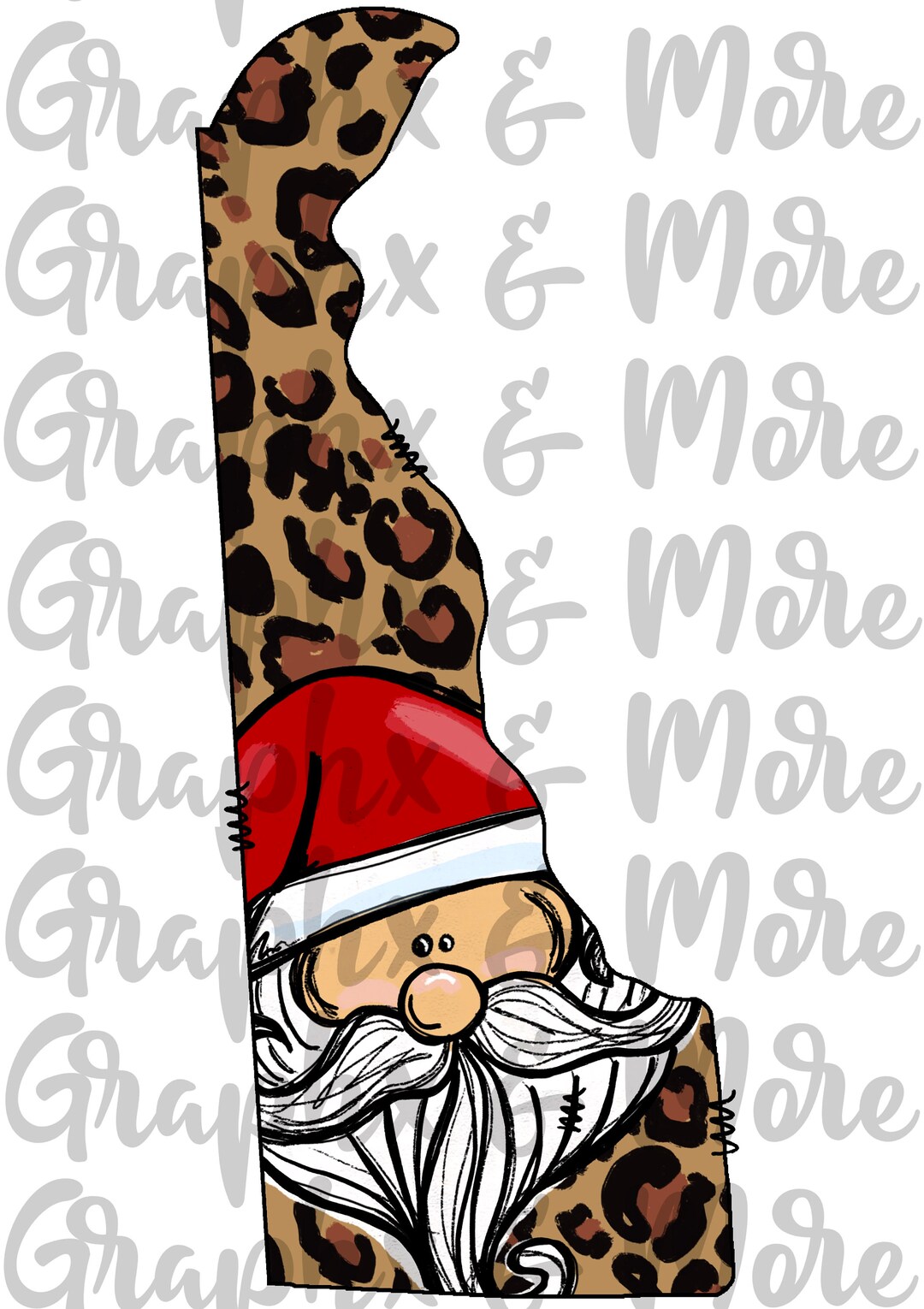 Delaware Leopard Santa PNG | Sublimation Design | Hand Drawn - Etsy