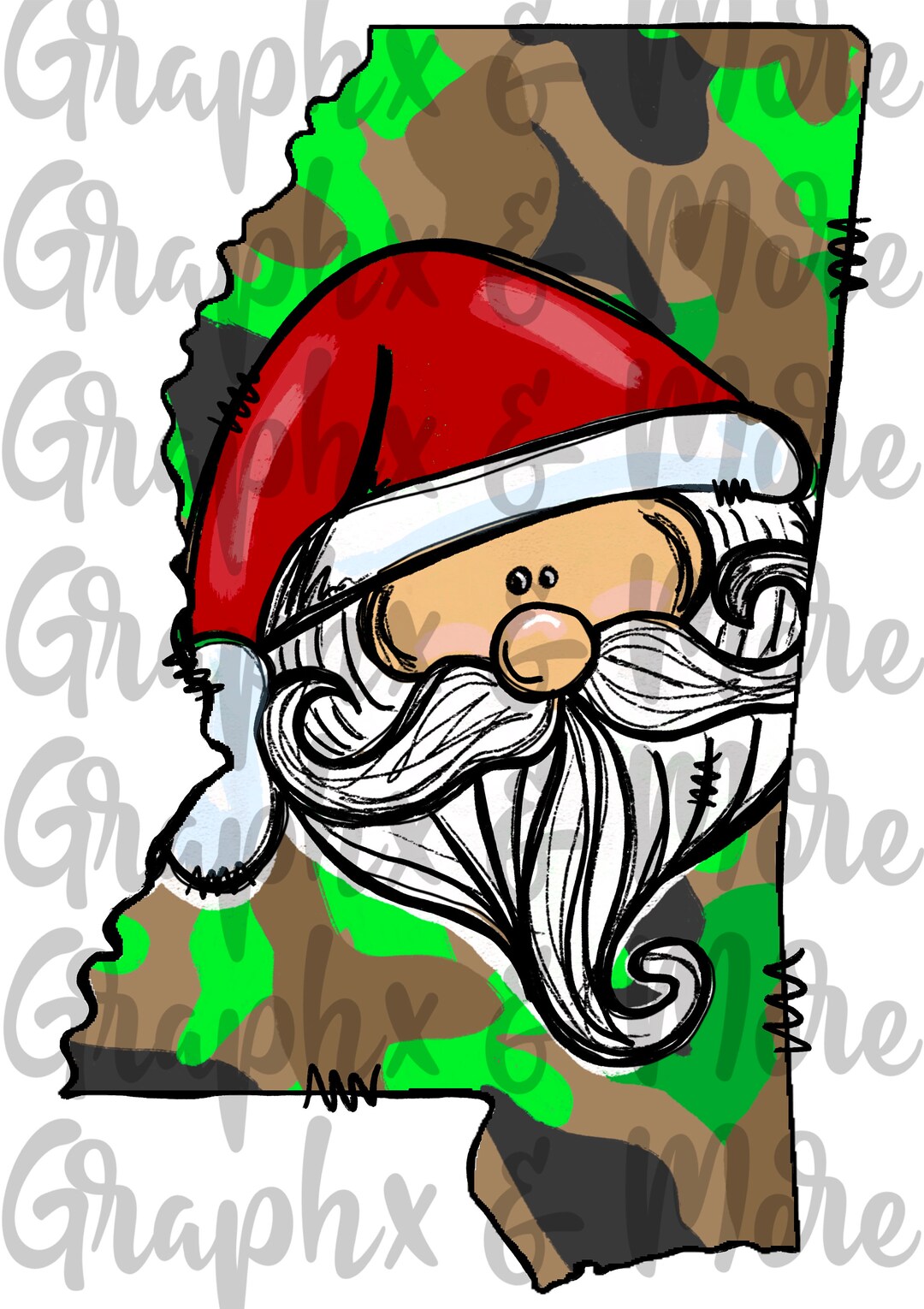 MS Camo Santa PNG | Sublimation Design | Hand Drawn - Etsy