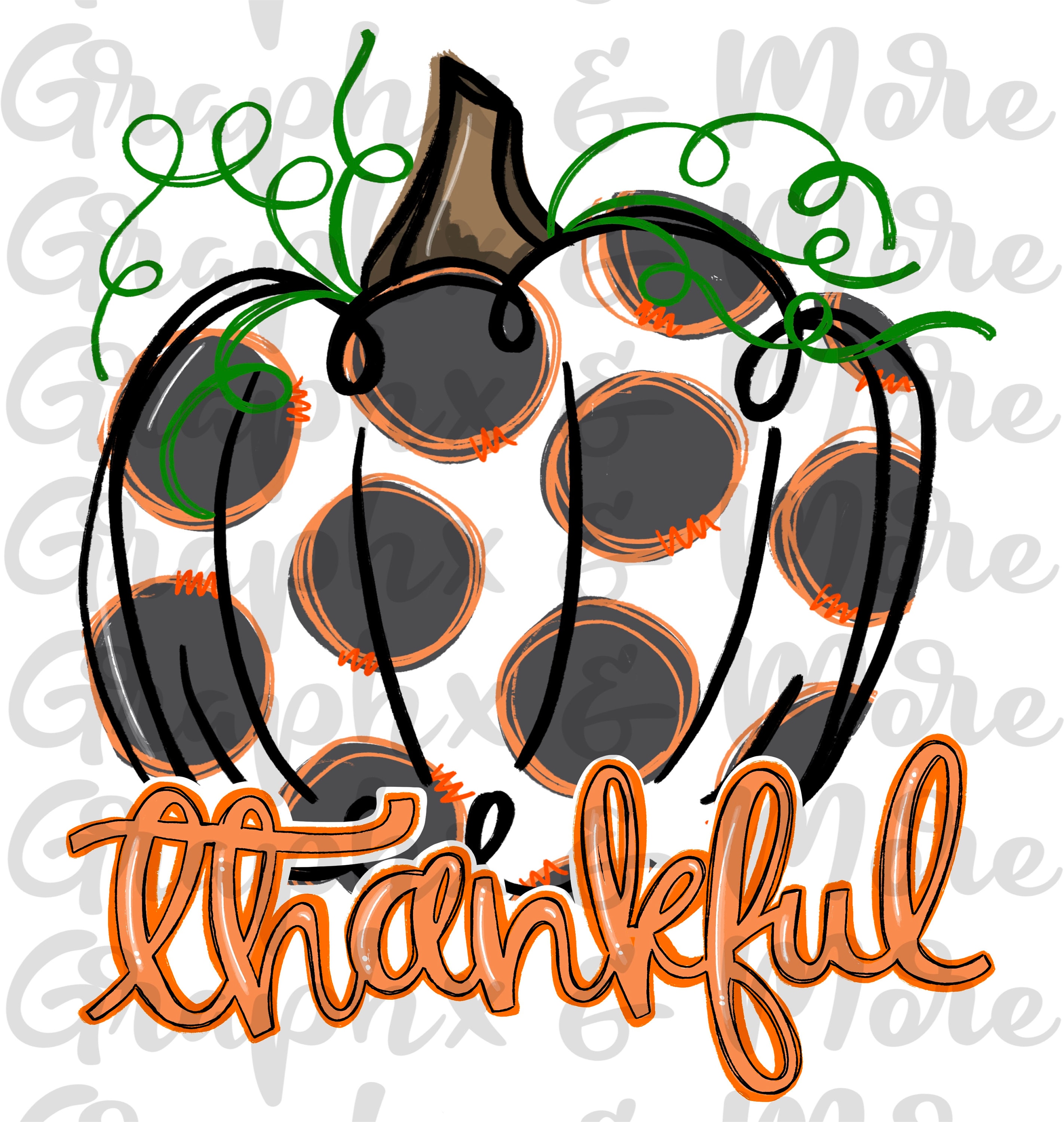 Thankful Polka Dot Pumpkin PNG Hand Drawn Sublimation - Etsy