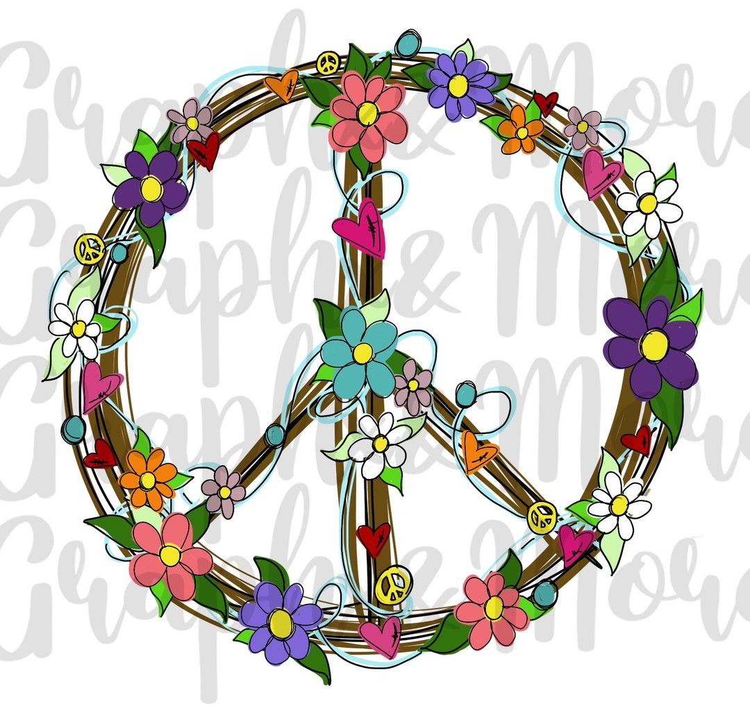 Hippie Peace Sign PNG and JPEG | Sublimation Design | Hand Drawn - Etsy