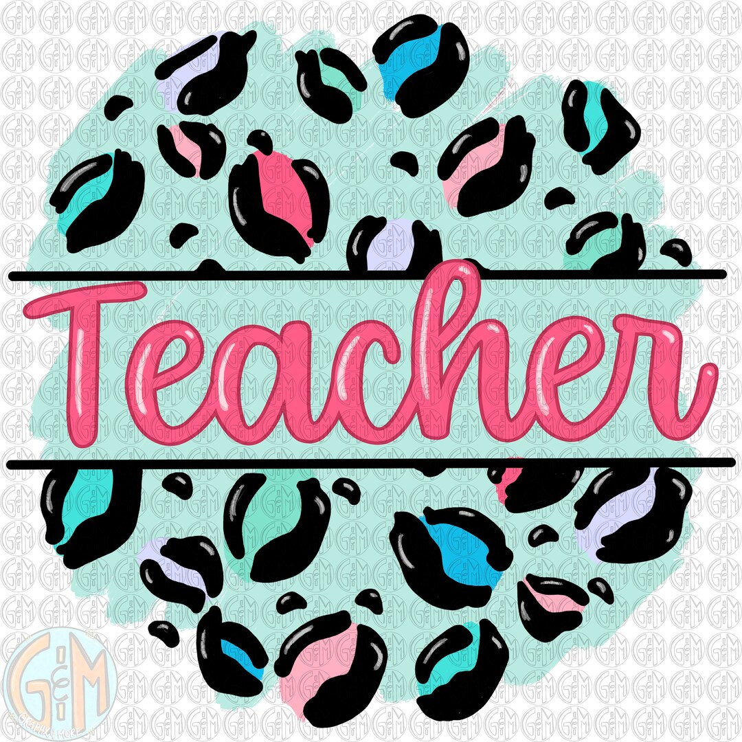 Pastel Leopard Teacher PNG | Hand Drawn | Sublimation Design - Etsy