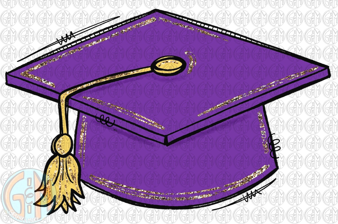 Purple Graduation Cap PNG | Sublimation Design | Hand Drawn - Etsy