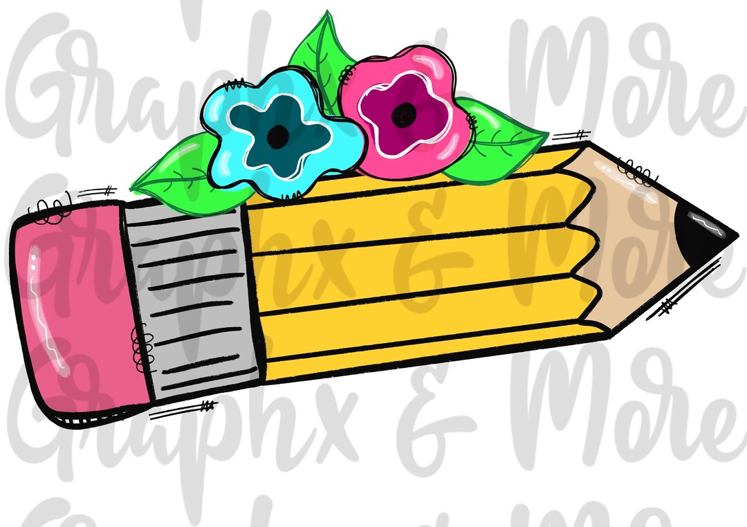 Floral Pencil PNG | Hand Drawn | Sublimation Design - Etsy