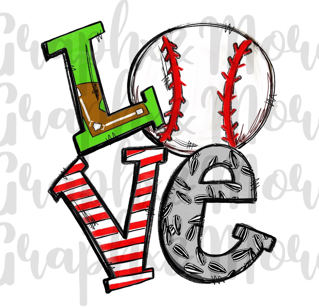 LOVE Baseball PNG | Sublimation Design | Hand Drawn - Etsy