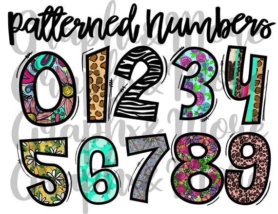 Patterned Numbers PNG Set 10 Files Numbers 0-9 | Etsy