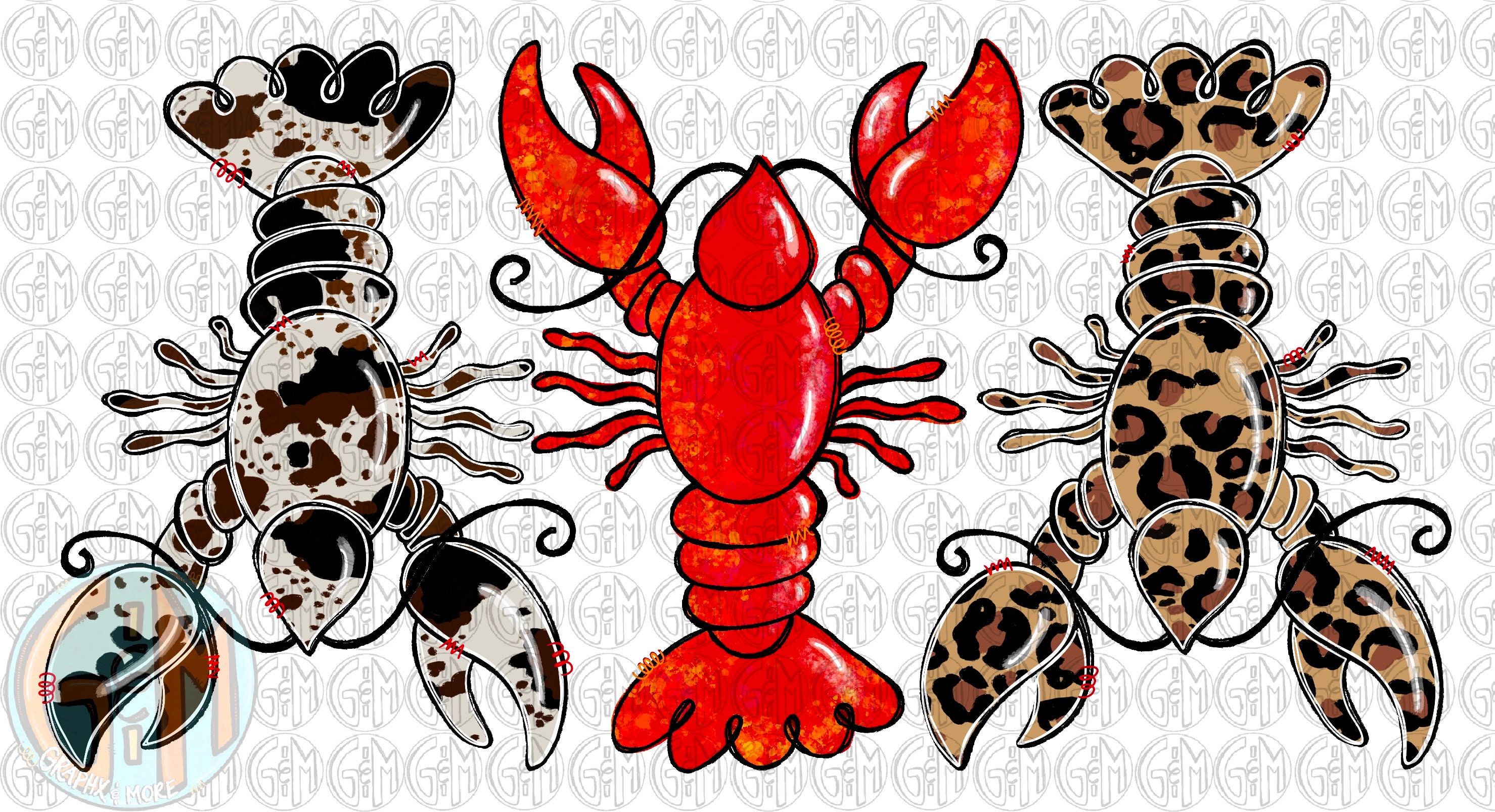 Crawfish Trio PNG Sublimation Design Hand Drawn - Etsy