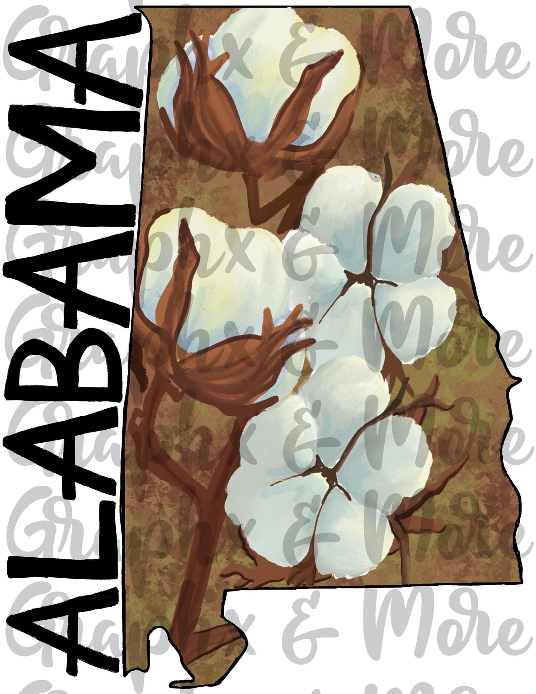 Cotton Alabama PNG | AL | Hand Drawn | Sublimation Design - Etsy