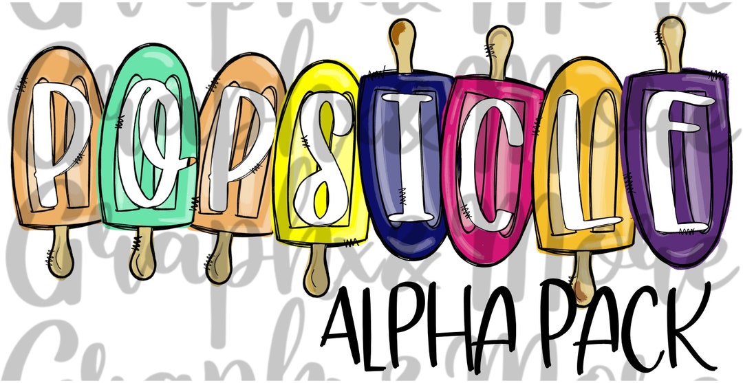 POPSICLE Alpha Pack PNG | Hand Drawn | Sublimation Design | 28 Files - Etsy