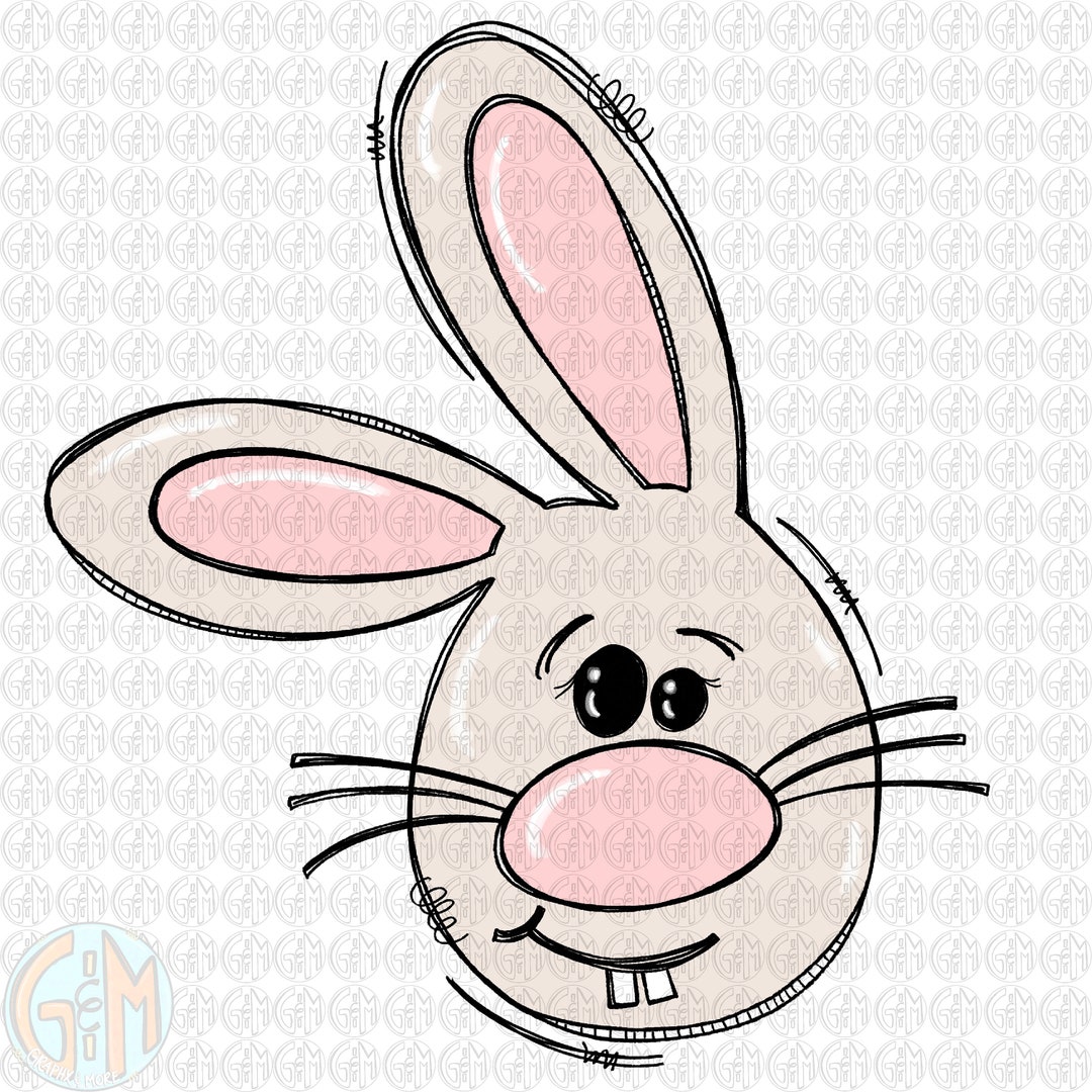 Slanted Ears Bunny PNG Hand Drawn Sublimation Design - Etsy