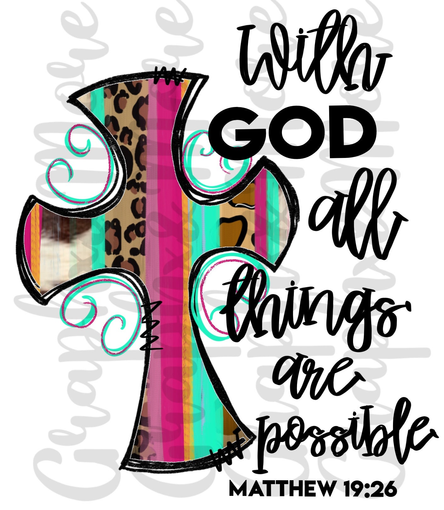 With God Striped Cross PNG Matthew 19:26 Sublimation - Etsy