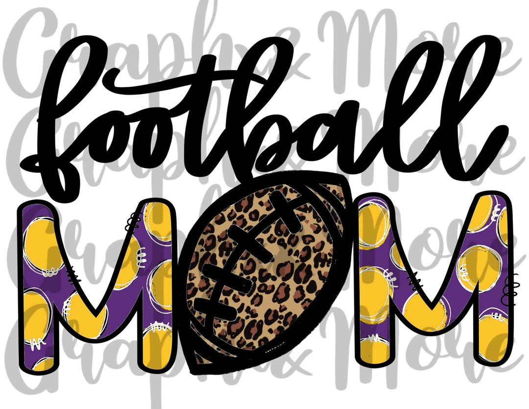 Football MOM PNG | Purple/gold | Sublimation Design | Hand Drawn - Etsy